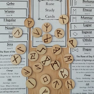 Wood Runes RUNE STUDY Cards Rune Information Cards Rune Beginners ...