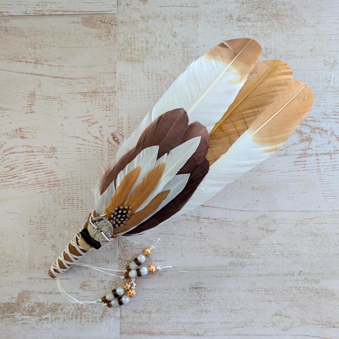 Smudge Feather Fan - Spiritual Smudging Ritual - Decorated Feather ...