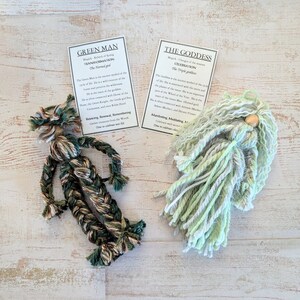 Green Man and Goddess Yarn Dolls - Witch Doll Ornaments - Green Man ...