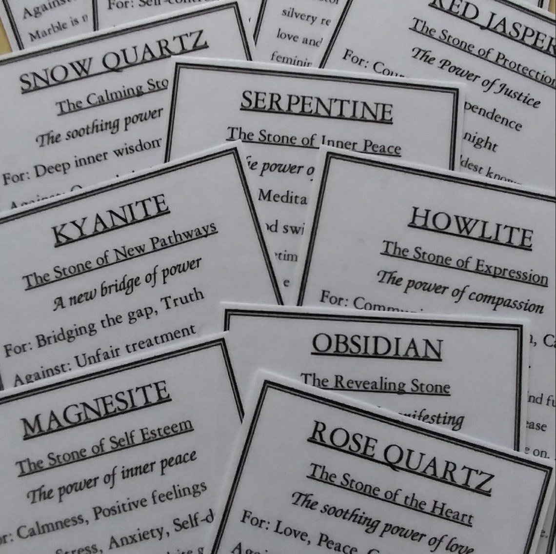 Gemstone Information Cards Crystal Cards Meaning of Stones - Etsy