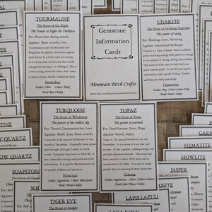 Gemstone Information Cards - Crystal Meanings - GEMS SET 1 - Printed - Etsy
