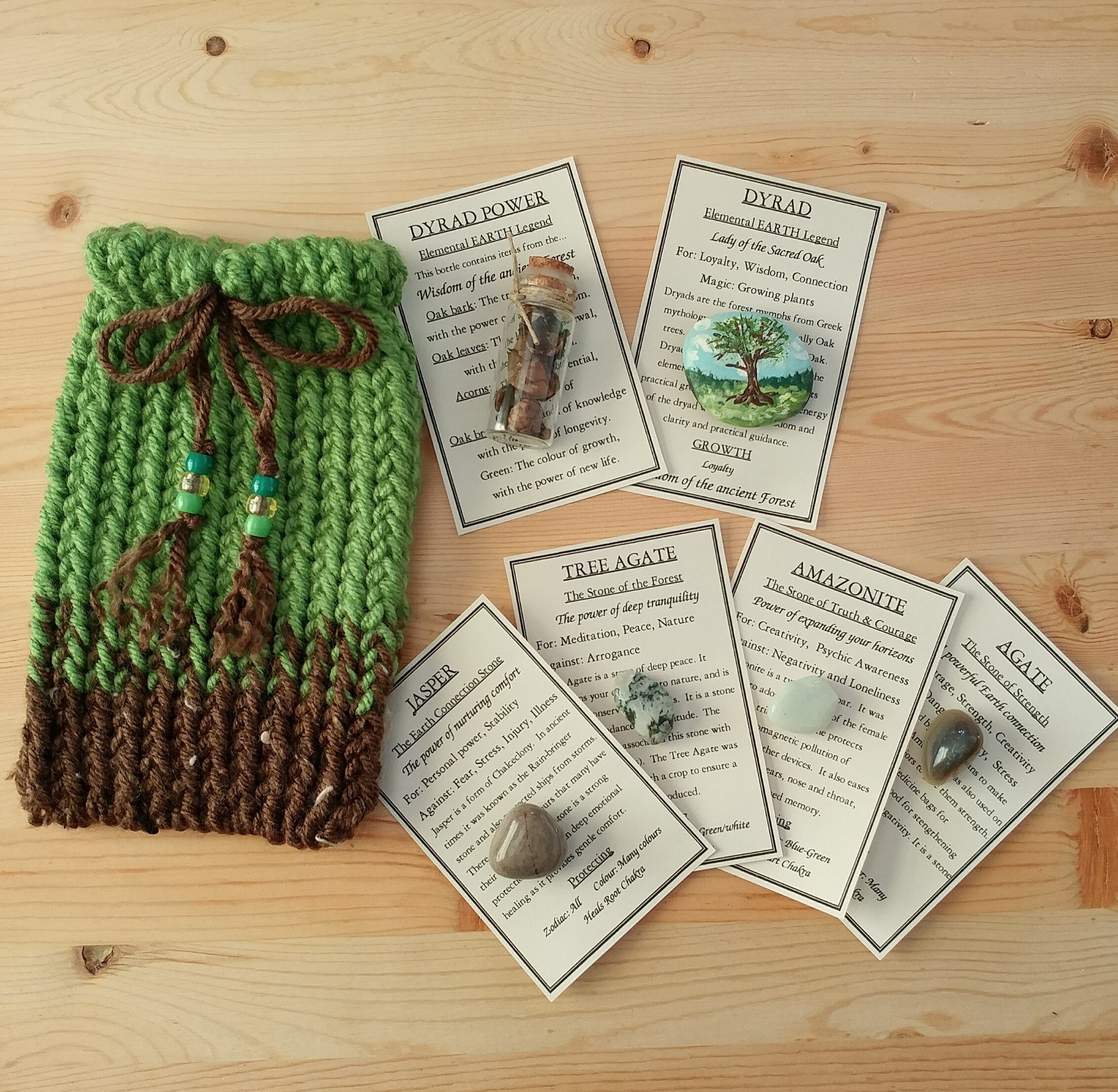 DRYAD POWER Gemstone Kit - Tree Charm Medicine Bag - Dryad Lover Amulet ...