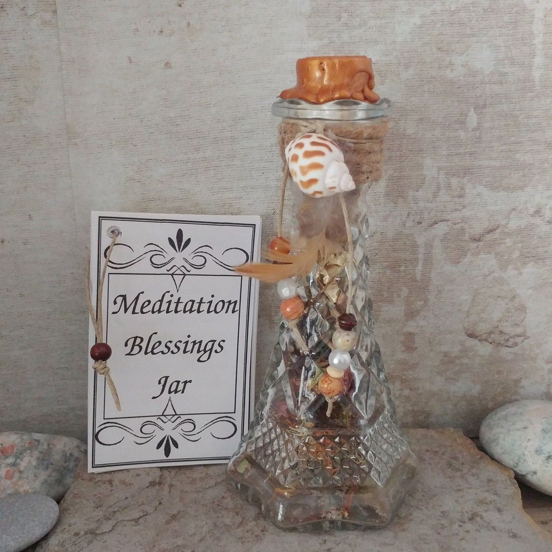 MEDITATION Bottle - Vintage Glass Jar - Meditation - Witch Altar ...