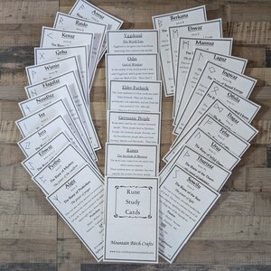 RUNE STUDY Cards - Rune Information Cards - Rune Beginners - Learning ...