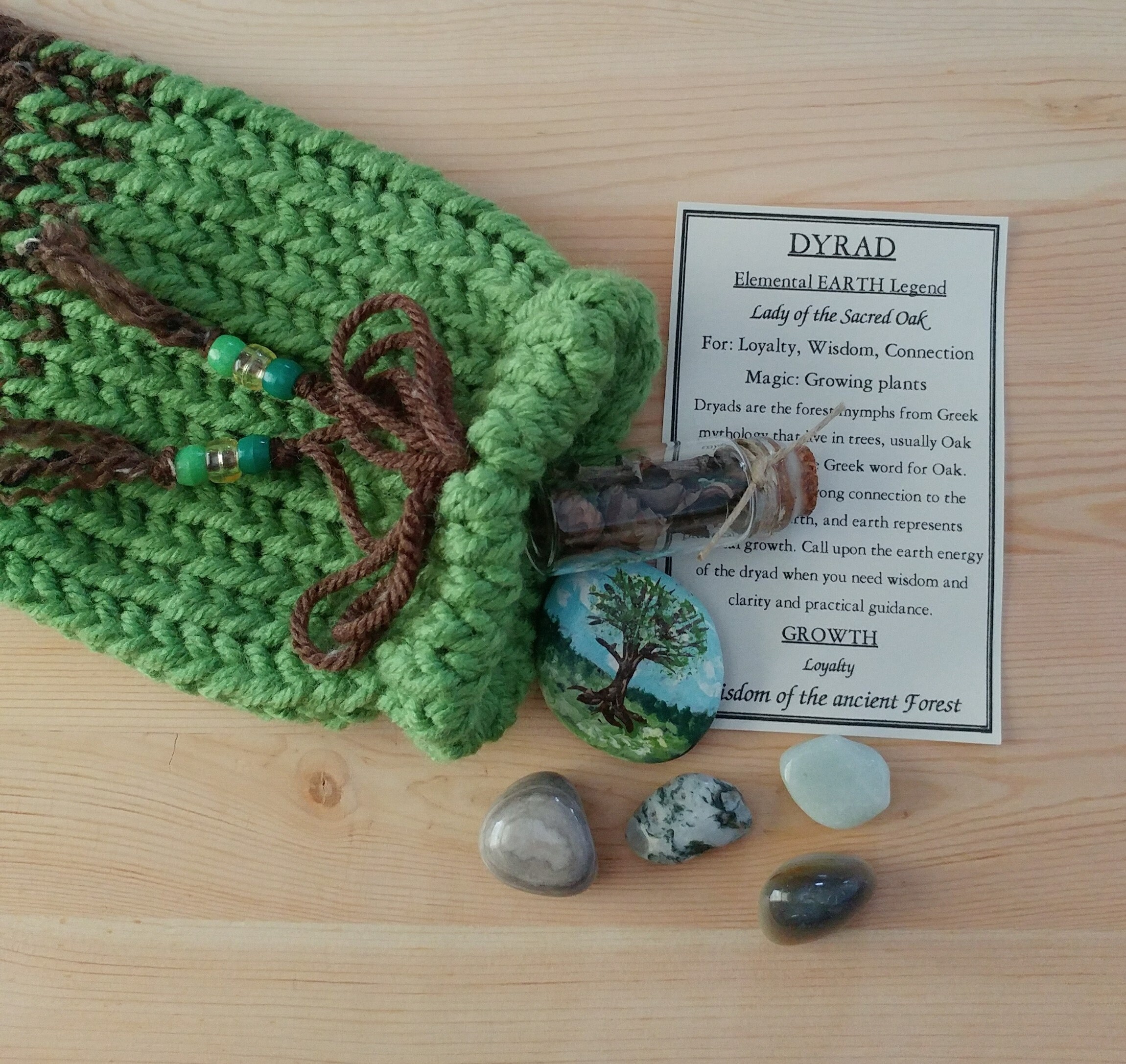 DRYAD POWER Gemstone Kit - Tree Charm Medicine Bag - Dryad Lover Amulet ...