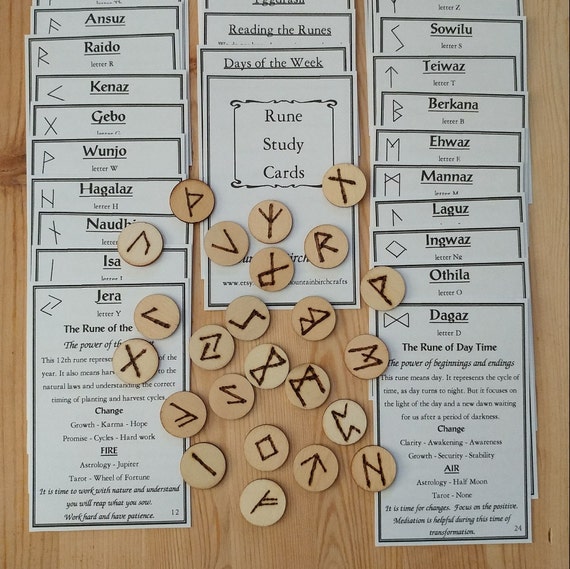 Wood Runes RUNE STUDY Cards Rune Information Cards Rune | Etsy