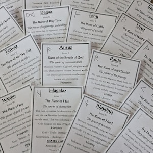 RUNE STUDY Cards - Rune Information Cards - Rune Beginners - Learning ...
