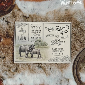 Cow Baby Shower Invitation Western Ranch Baby Shower Invite Cowboy ...
