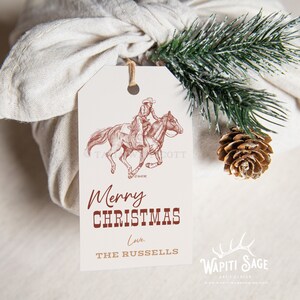 Cowgirl Christmas Gift Tag Rodeo Western Christmas Gift Tag Rodeo Queen ...