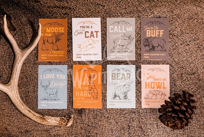 Western Wildlife Hunting Valentine Cards DIY Printable Valentine ...