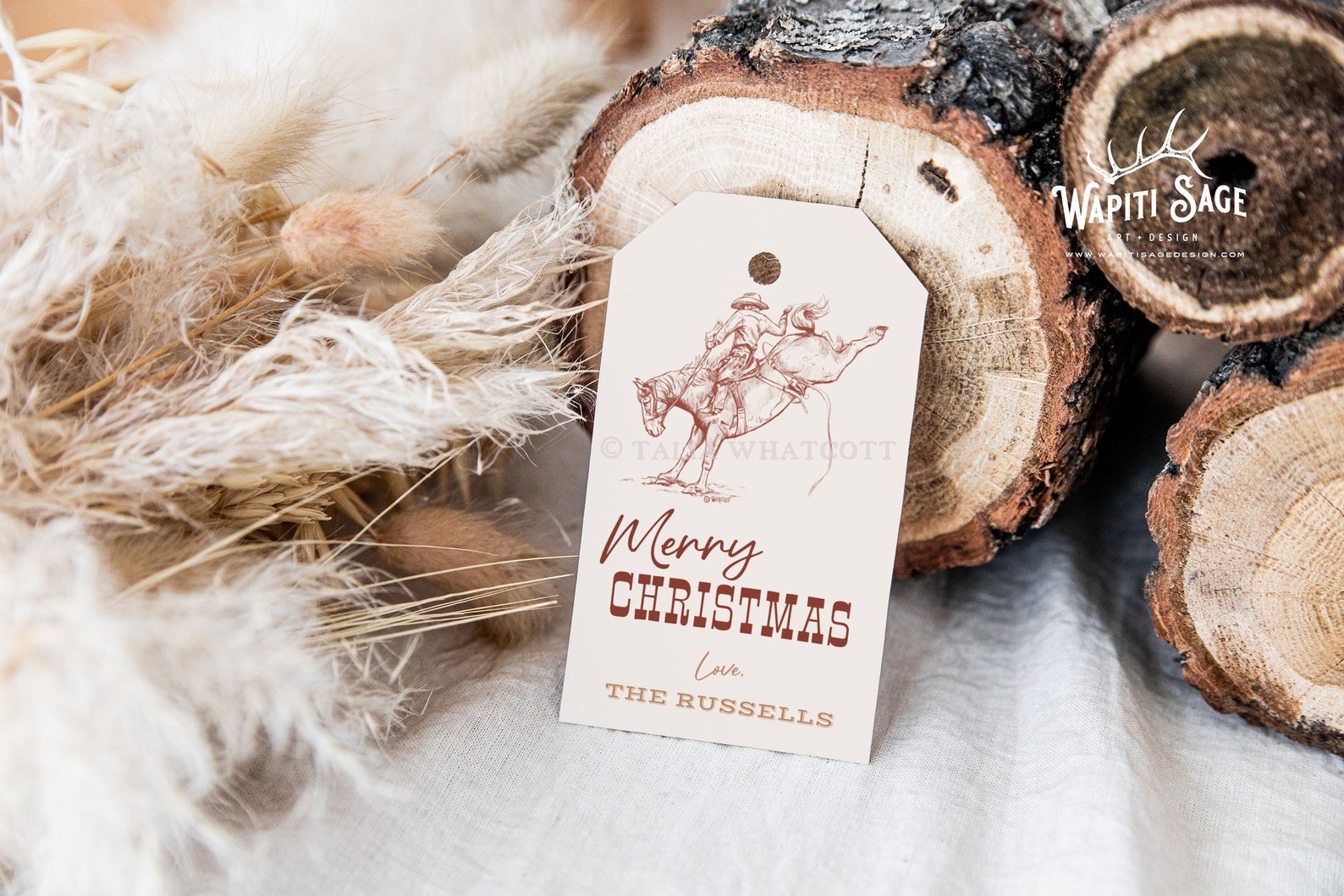 Cowboy Christmas Gift Tag Rodeo Western Christmas Gift Tag Saddle Bronc ...
