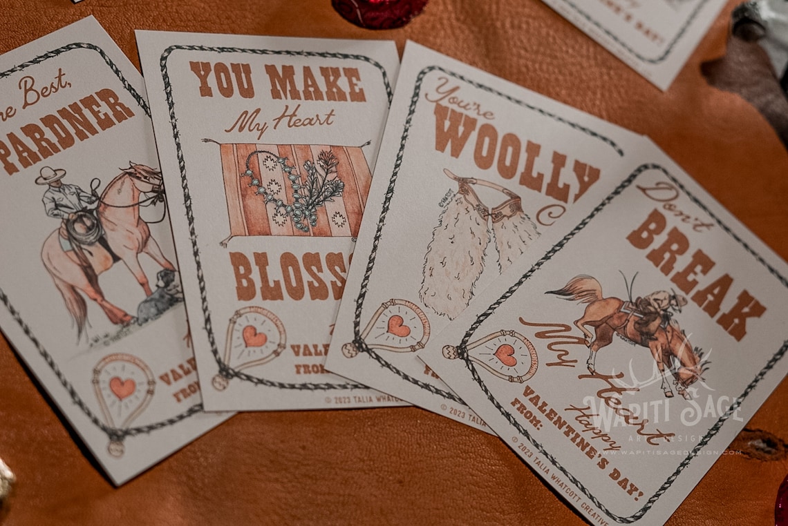 Ranchy Vintage Western Cowboy Valentine Cards / DIY Printable - Etsy
