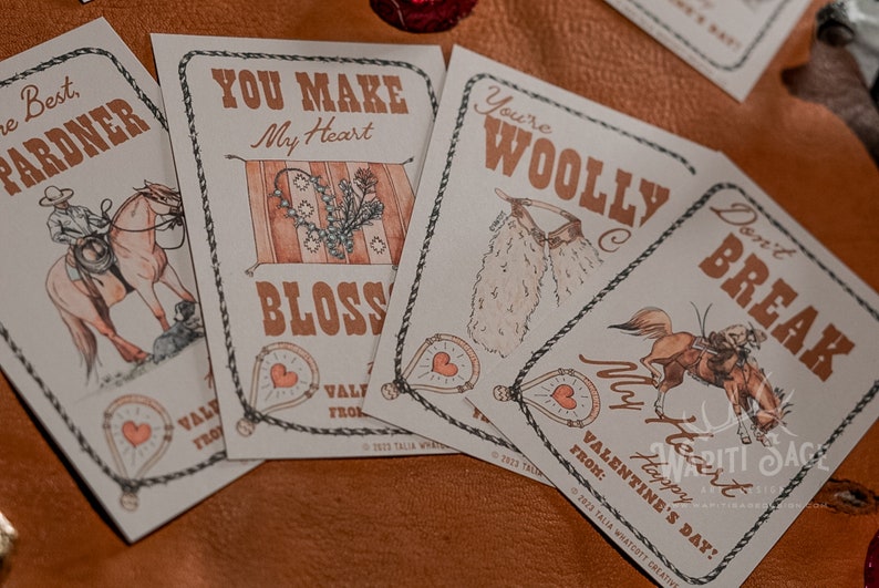 Ranchy Vintage Western Cowboy Valentine Cards / DIY Printable - Etsy