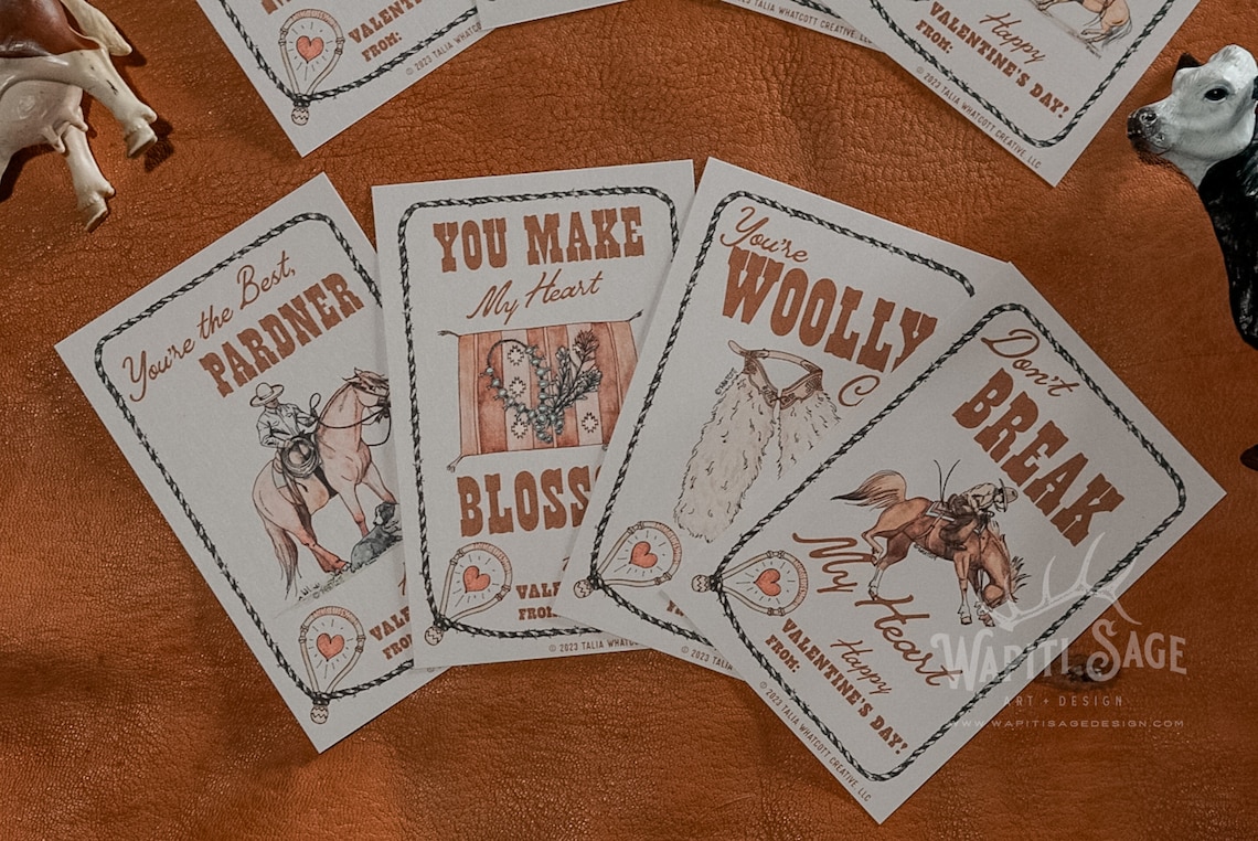 Ranchy Vintage Western Cowboy Valentine Cards / DIY Printable - Etsy