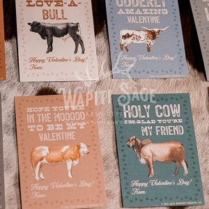 Beef Cows Cattle Valentine Cards DIY Printable Valentine Cowkid ...