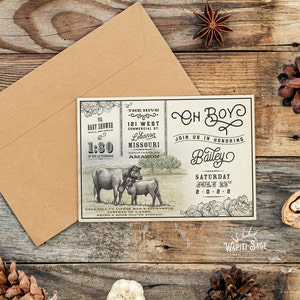 Cow Baby Shower Invitation Western Ranch Baby Shower Invite Cowboy ...