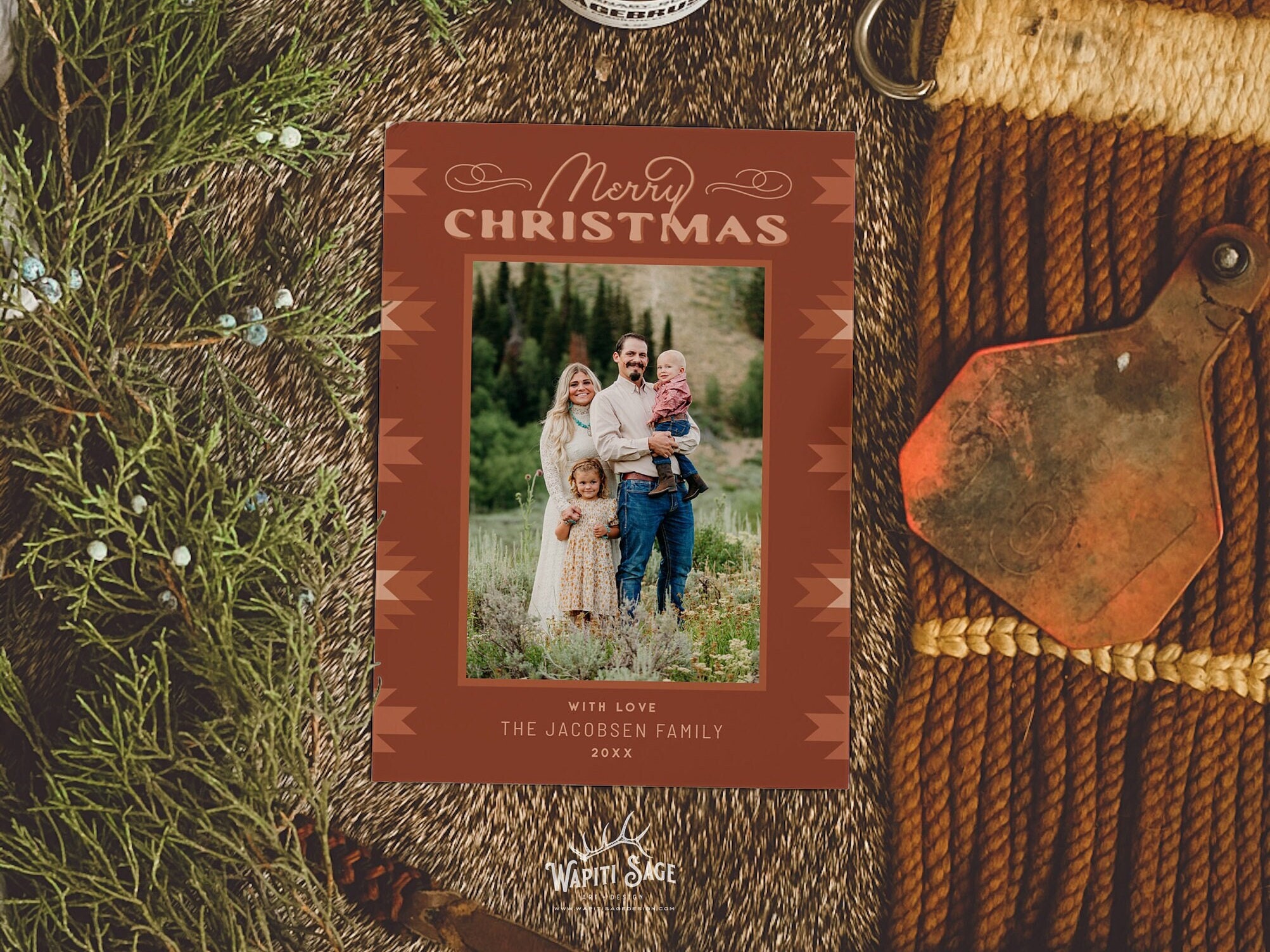 Western Christmas Photo Card Native Print Christmas Card Southwest ...