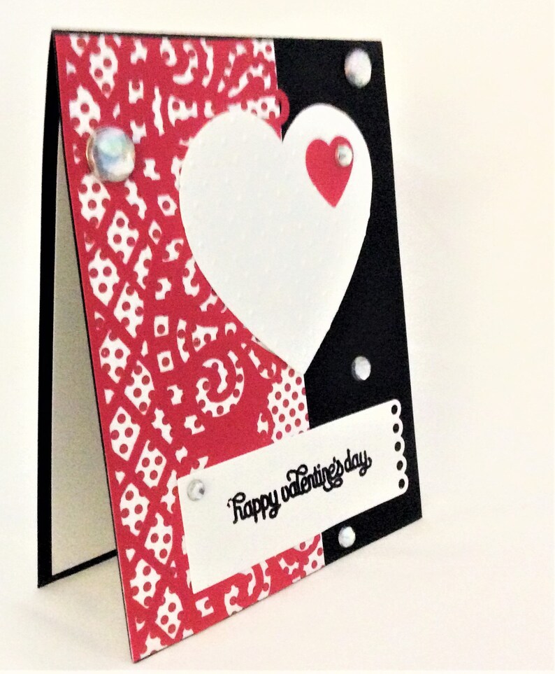 Happy Valentine's Day Red and Black Greeting Card - Etsy UK