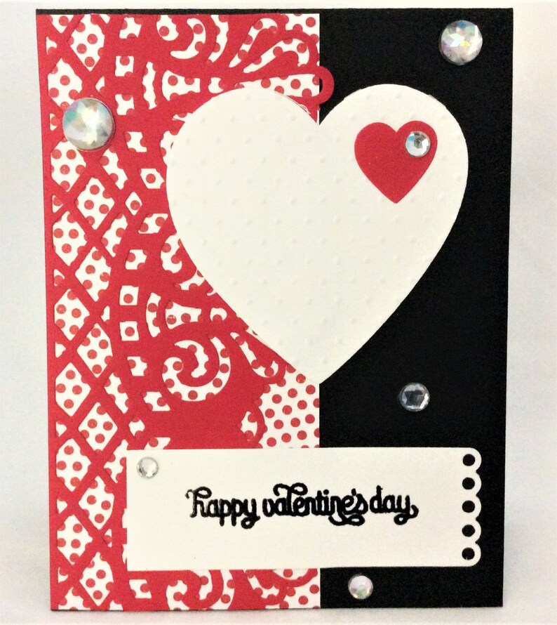 Happy Valentine's Day Red and Black Greeting Card - Etsy UK