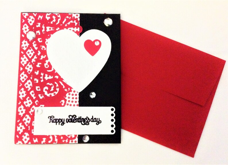 Happy Valentine's Day Red and Black Greeting Card - Etsy UK