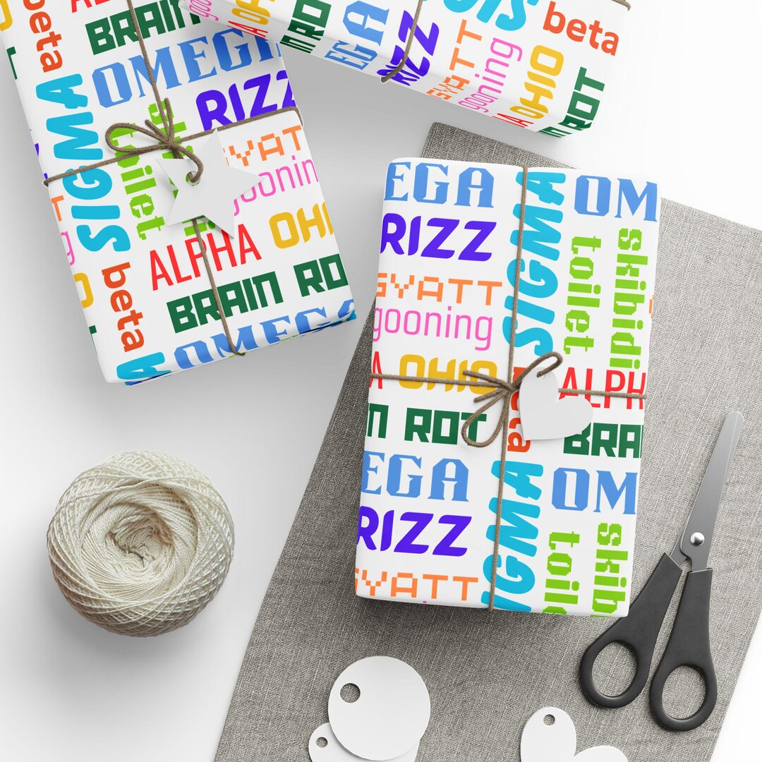 Fun Meme Wrapping Paper , Gen Z Slang Gift Wrap Matte or Glossy Unique ...