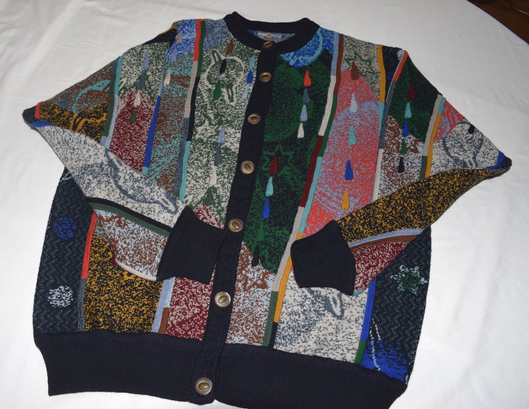 Vintage Geccu 100% Merino Wool Button Down Sweater, Made in Australia ...