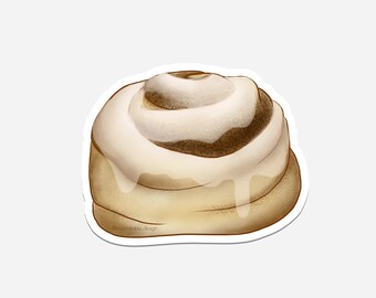Cinnamon Roll Cute Sticker, Vinyl Waterproof Cartoon Dessert Sweet Bun ...