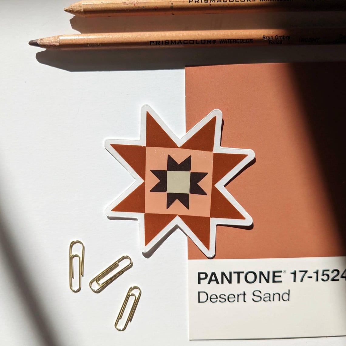 Quilt Star Vinyl Sticker in Earth Tones - Etsy