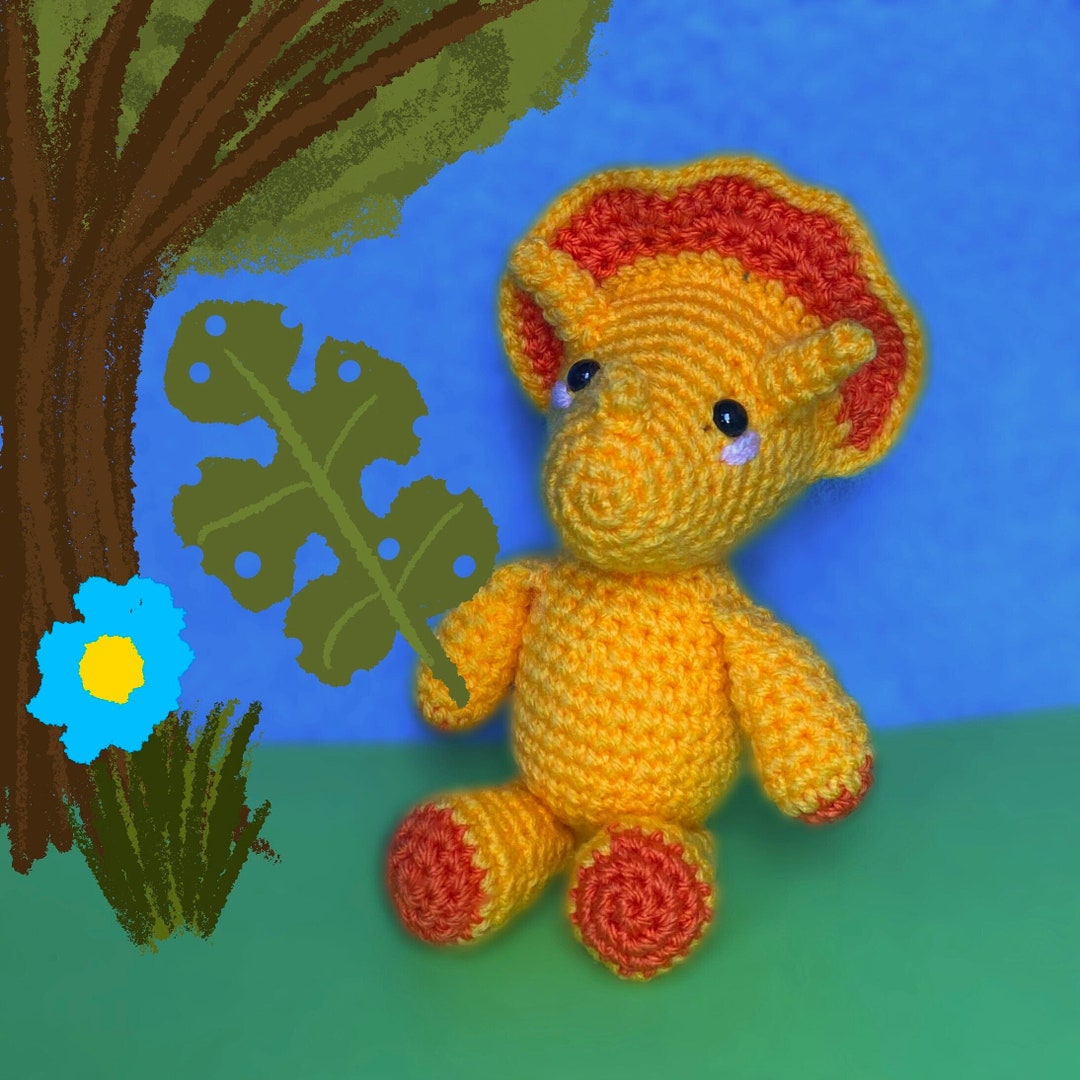 Tilly Triceratops Crochet Dinosaur Plushie - Etsy