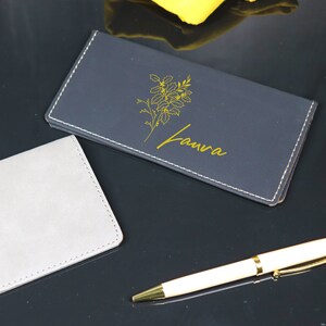 Personalized Birth Flower Checkbook Cover, Leather Checkbook, Checkbook ...