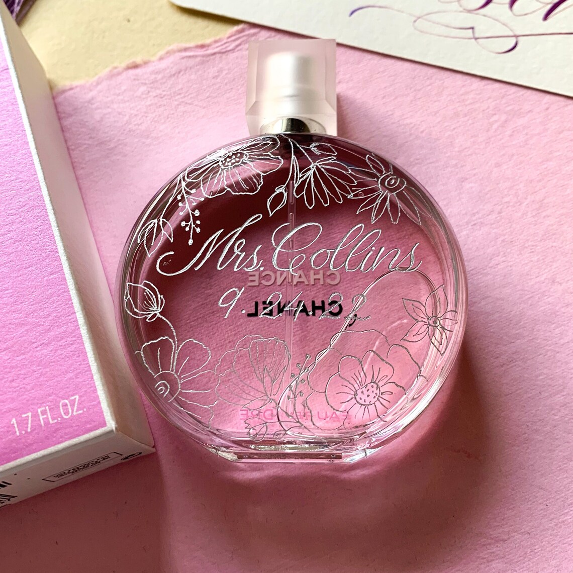 Floral Perfume Bottle Hand Engraving cologne Bottle Engraving - Etsy