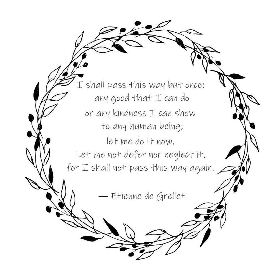 Inspirational Quote Canvas Banner: Etienne De Grellet, Laurel Wreath, I ...