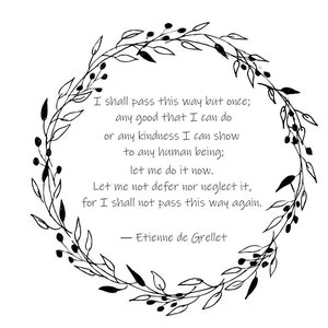 Inspirational Quote Canvas Banner: Etienne De Grellet, Laurel Wreath, I ...