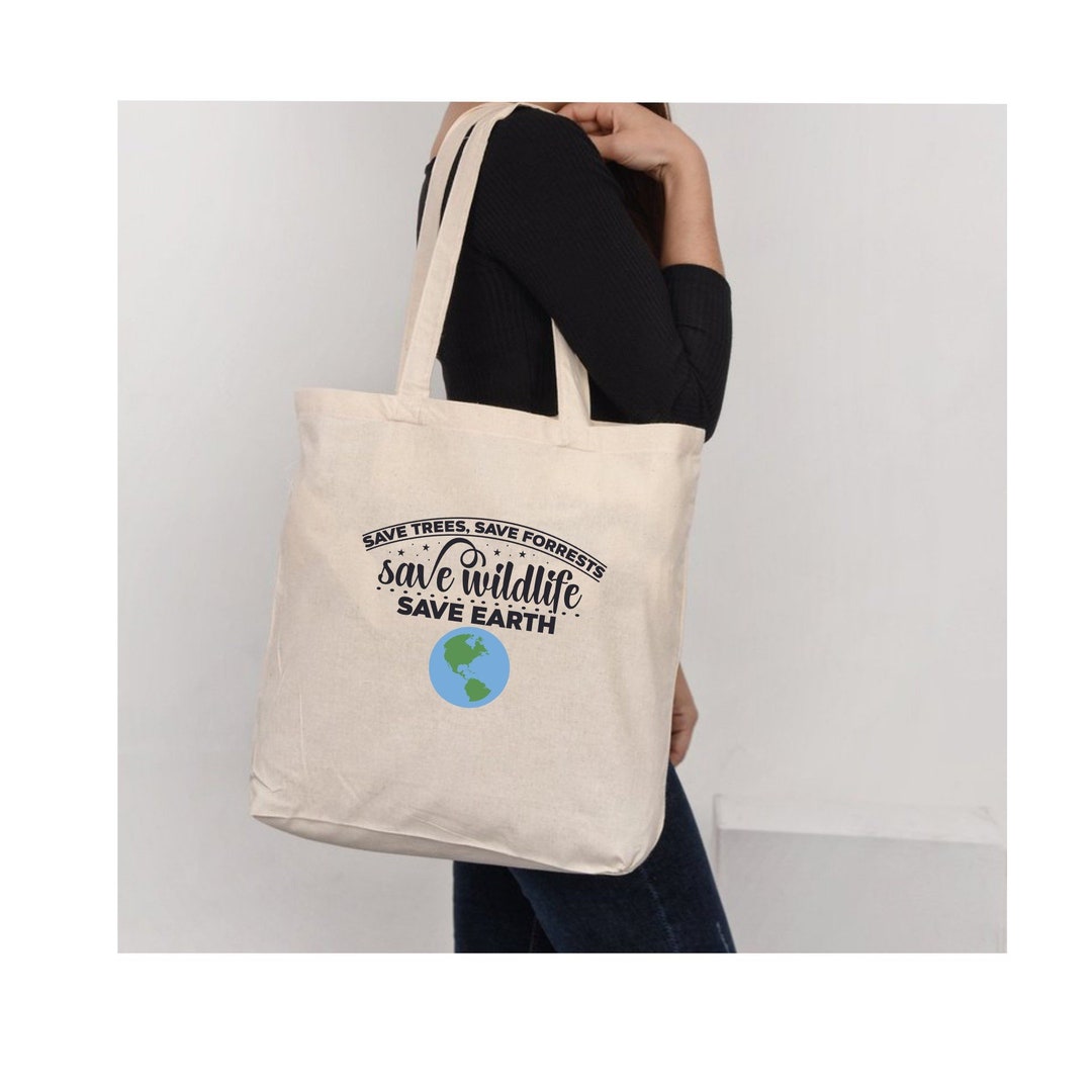 Earth Day Canvas Tote Bag: Save Wildlife Reusable Grocery Bag - Etsy