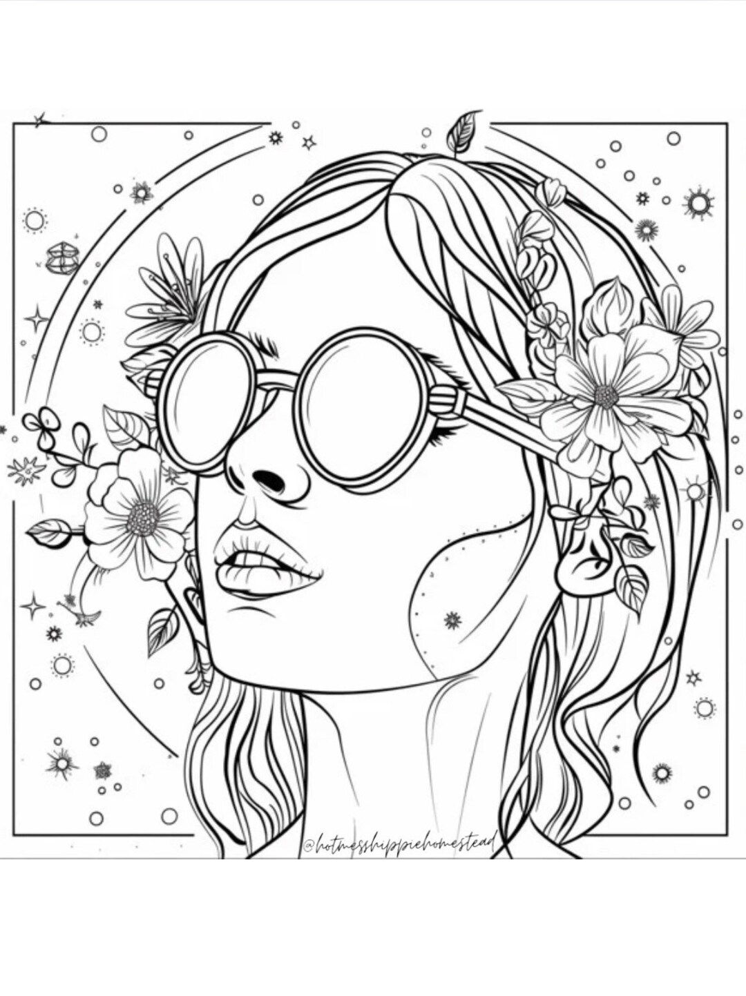 Adult Coloring Pages Hippie Daydreamer 1 - Etsy