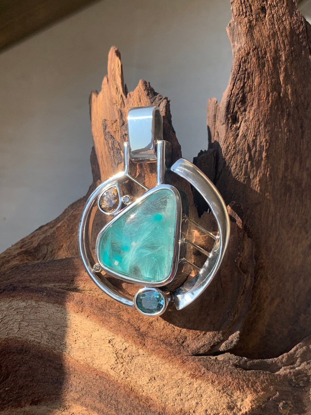 INCREDIBLE! AAA "angel Wing" Ajoite, Citrine, Blue Topaz, Diamonds, 14k ...