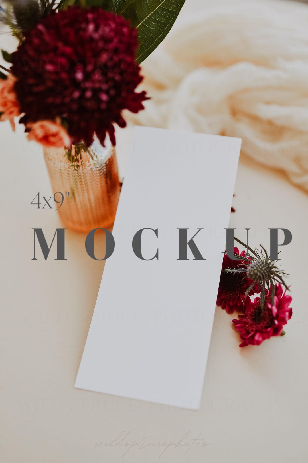 Elegant Wedding Menu Mockup, Gold Frame, 4x9 Card (digital Download) - Etsy