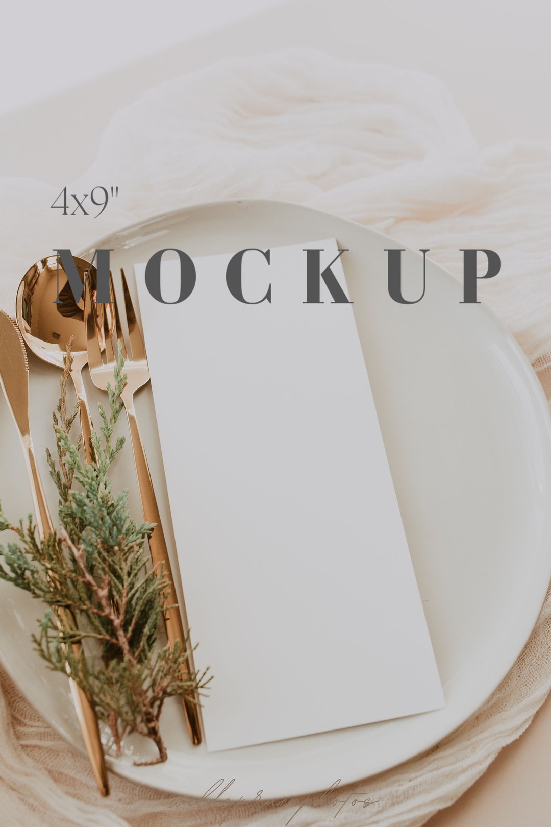 4x9 Menu Mockup, Christmas Wedding Stationery (JPG, PSD) - Etsy