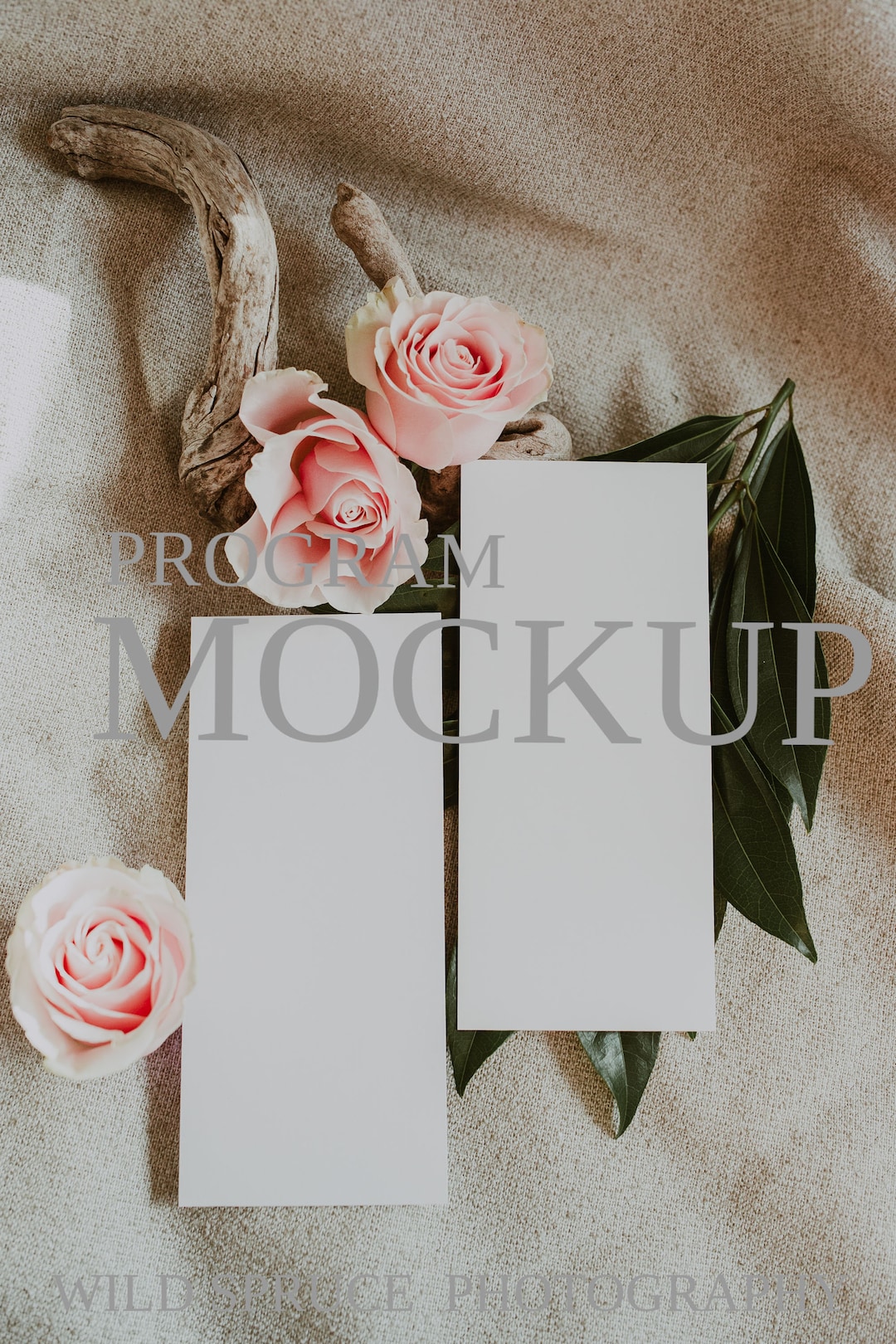 4x9" Wedding Program Mockup, Wedding Program Mockup, Program Mockup ...