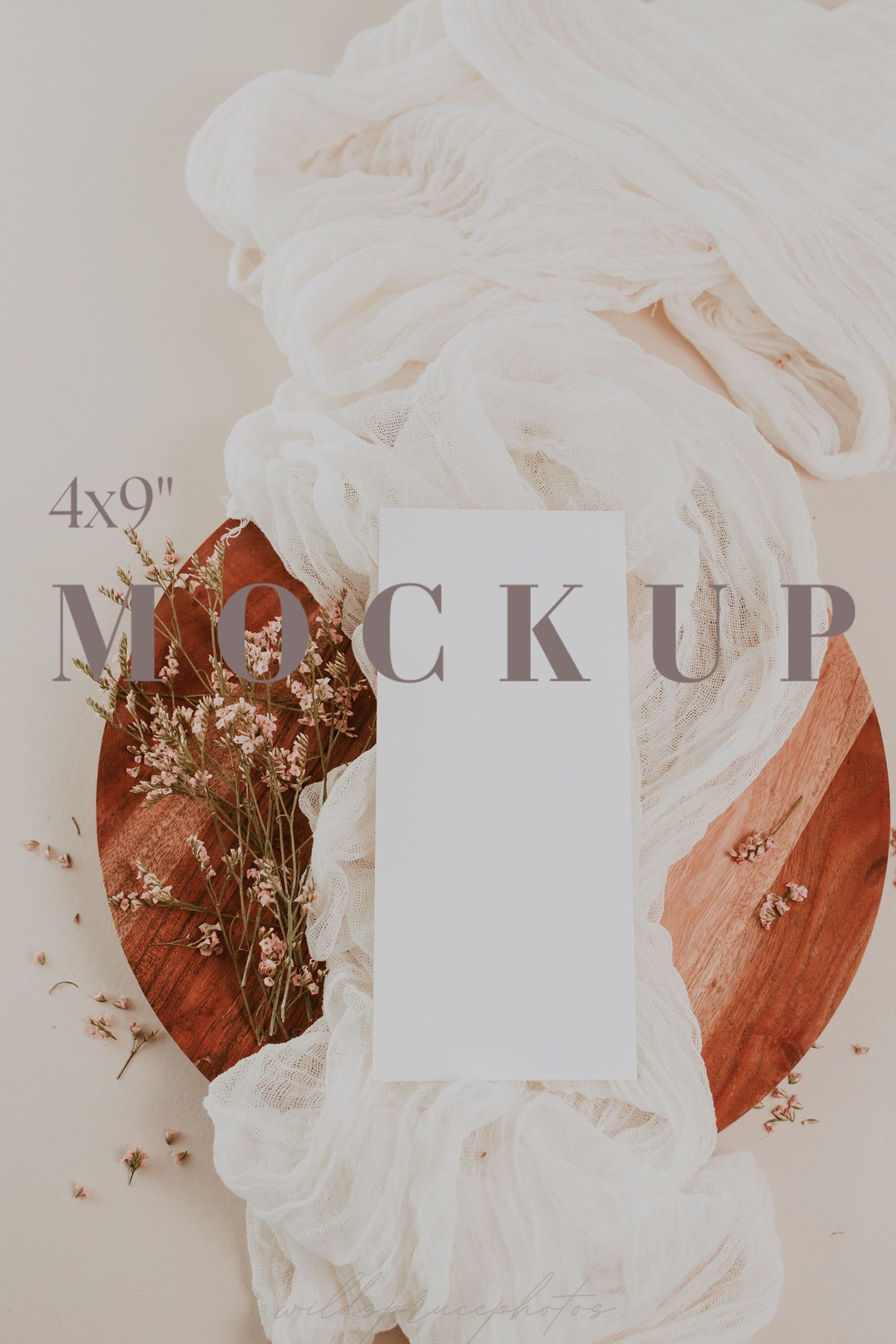 4x9 Wedding Menu Mockup, 4x9 Wedding Program Mockup, Wedding Menu ...