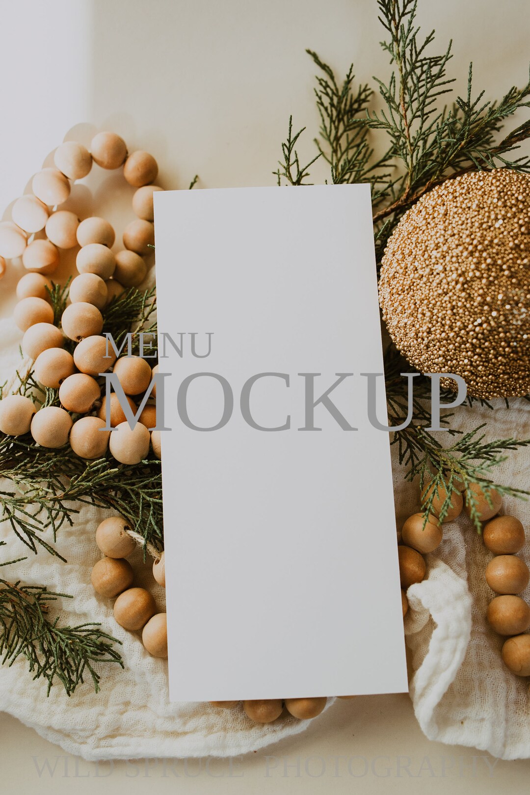 Christmas Menu Mockup, Christmas Program Mockup, 4x9" Menu Mockup, 4x9 ...