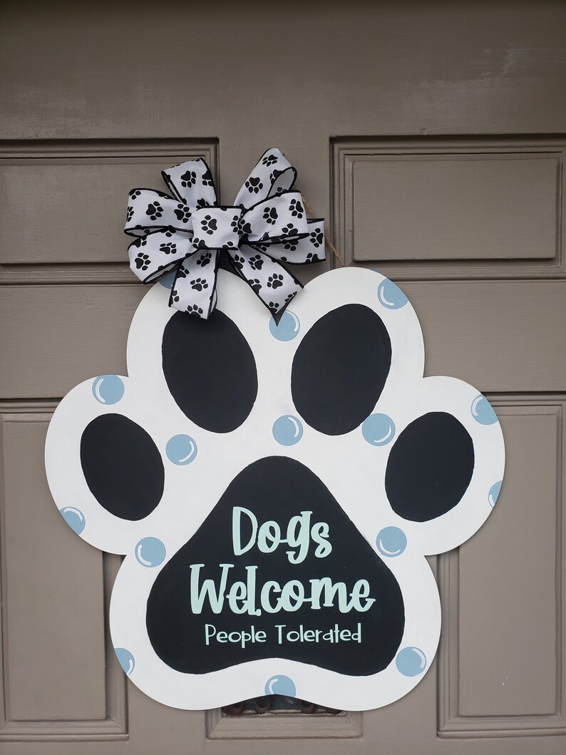 Paw Print Door Hanger Dog Door Hanger Paw Print Decor - Etsy