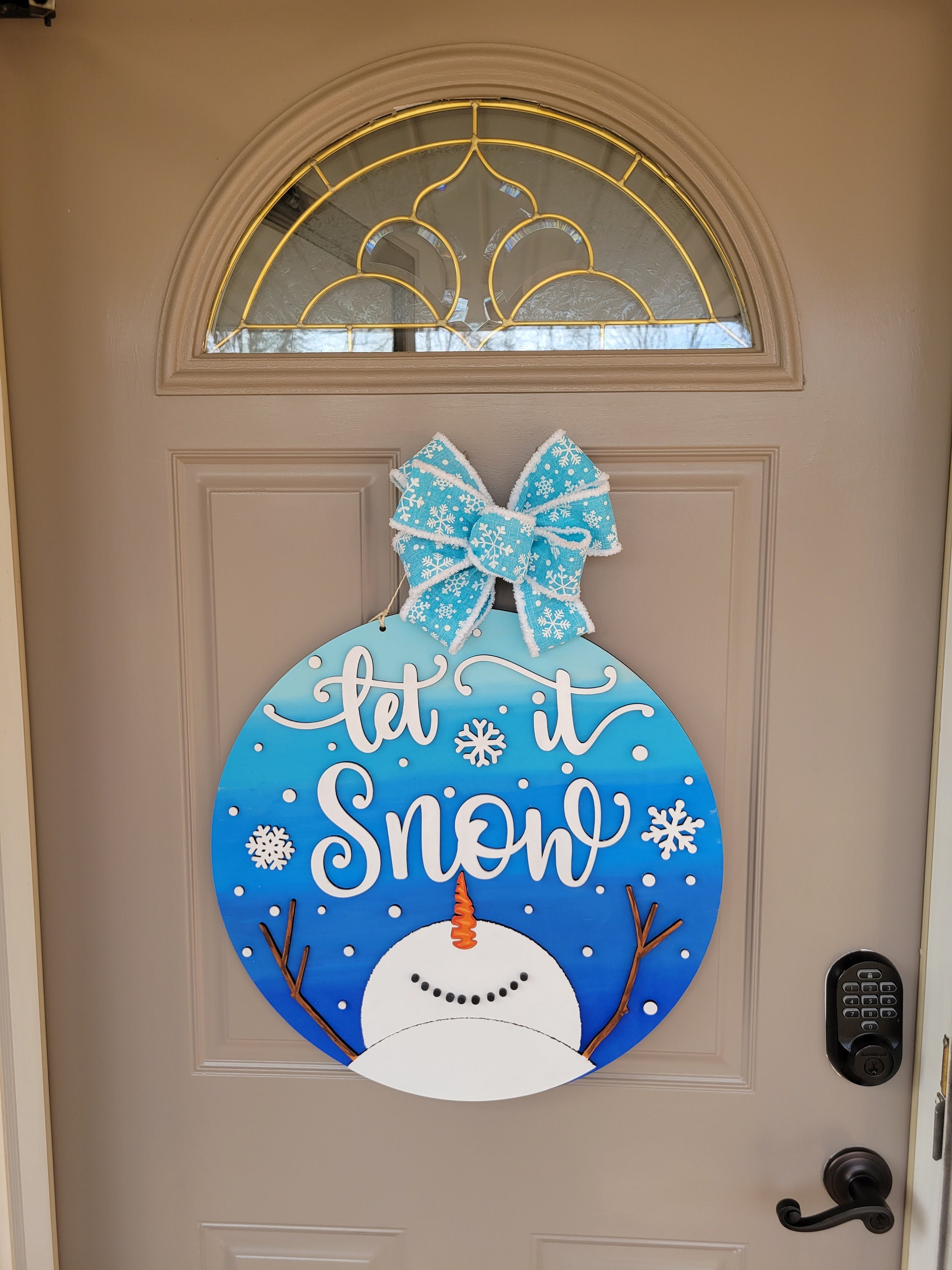 Winter Door Hanger Snowman Door Hanger Snow Door Hanger Round Door ...