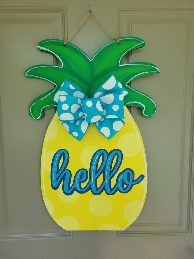 Summer Door Hanger | Pineapple Door Hanger | Hello Sign | Pineapple ...