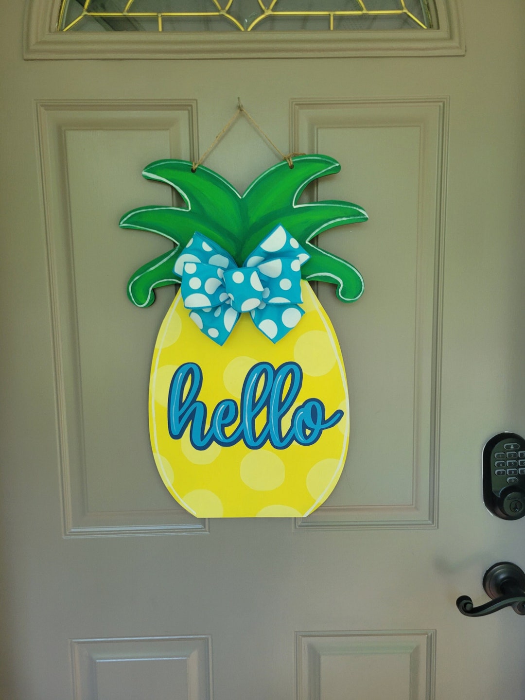 Summer Door Hanger | Pineapple Door Hanger | Hello Sign | Pineapple ...