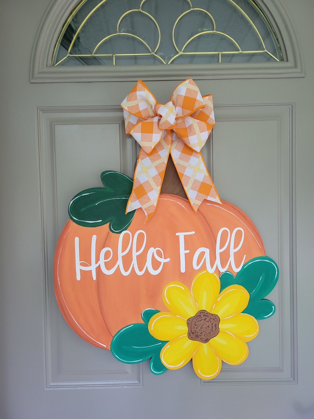 Pumpkin Door Hanger | Hello Fall Sign | Sunflower | Pumpkin Sign | Fall ...