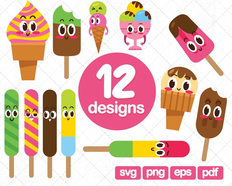 12 Ice Cream Clipart summer clipart ice cream graphics ice | Etsy