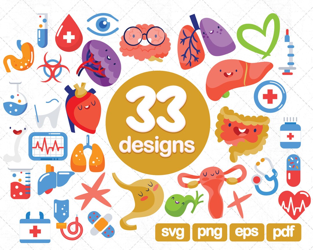 33 Organs Svg, Medical Illustration, Medicine Clipart, Medicine Clipart ...