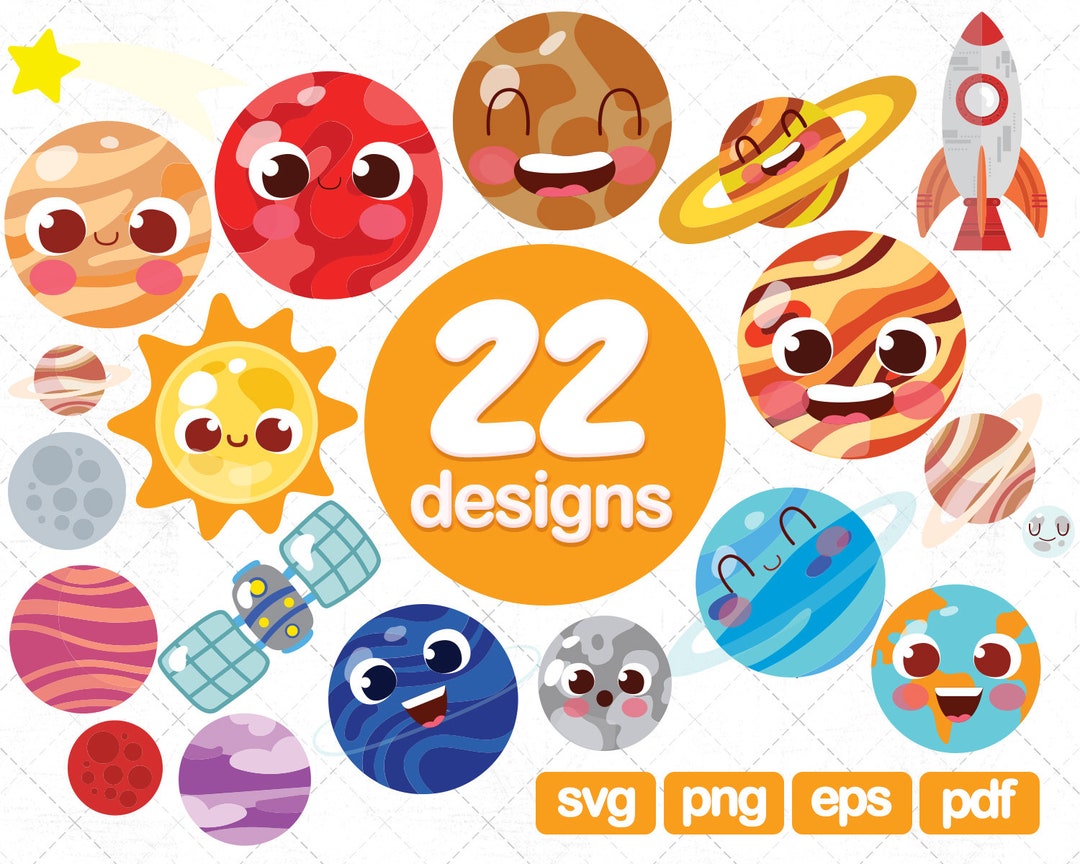 22 Planets Bundlw, Solar System Clipart Commercial Use, Planets Vector ...