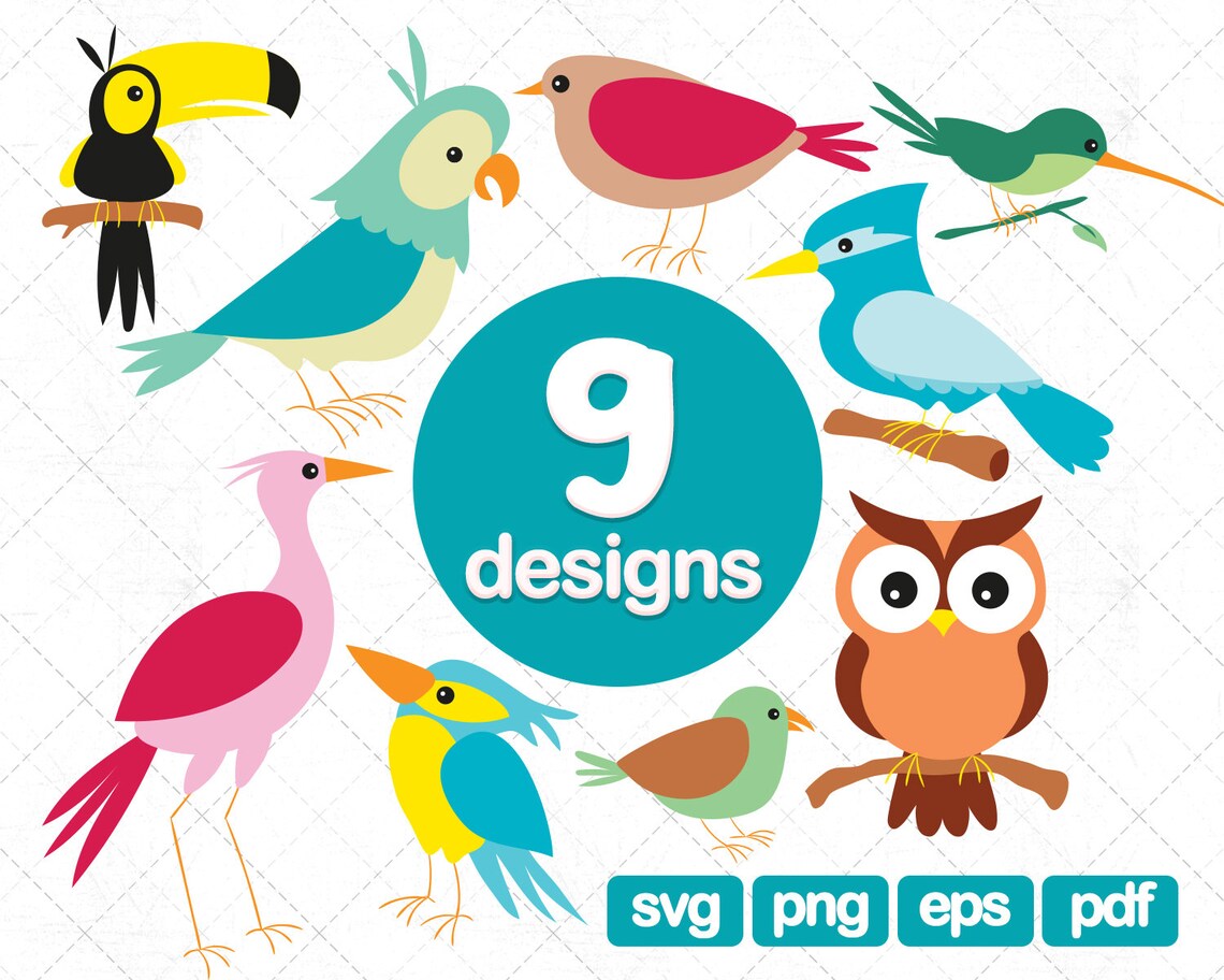 9 Birds Clipart Bird Svg Bird Silhouette Animal Clipart - Etsy